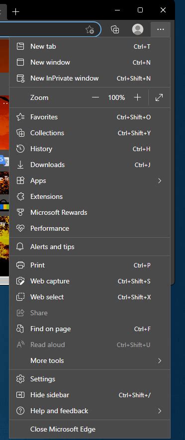show or hide the microsoft edge sidebar
