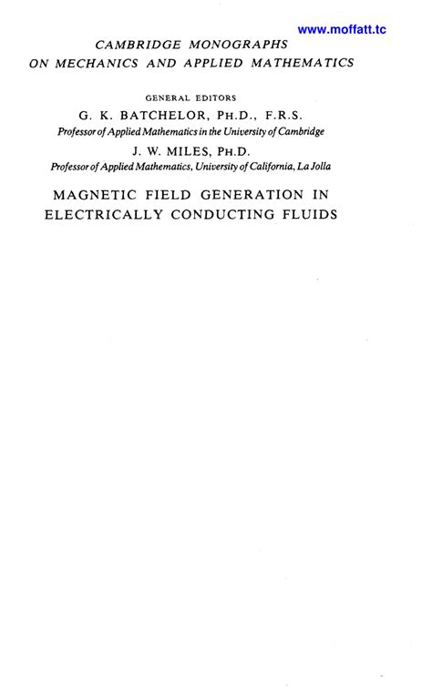 Pdf The Generation Of Magnetic Fields In Electrically Conducting Fluids