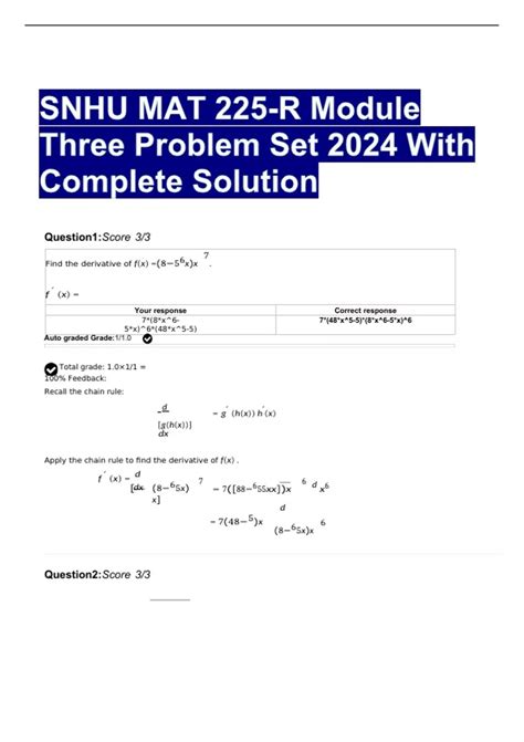 Snhu Mat 225 R Module Three Problem Set 2024 With Complete Solution
