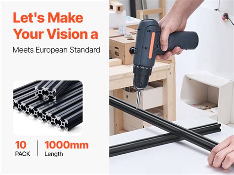Vevor 10pcs 394in 1000mm T Slot 2020 Aluminum Extrusion Anodized