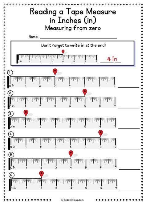 Free Measuring Tape Worksheets Teach Prints