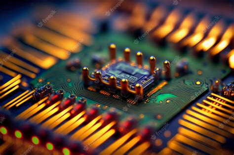 Premium Photo Depth Of Field Surface Of A Microchip Diodes Resistors
