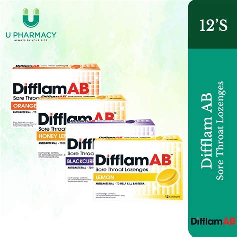 Difflam AB Sore Throat Lozenges 12 S Orange Honey Lemon Blackcurrant EXP 5 25 Shopee