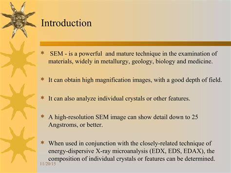 Scanning Electron Microscope Energy Dispersive X Ray Microanalysis Sem E Dax Ppt