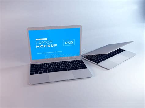 Realistic Laptop Mockup Template Scene Editorial Photo Illustration Of Technology Creator