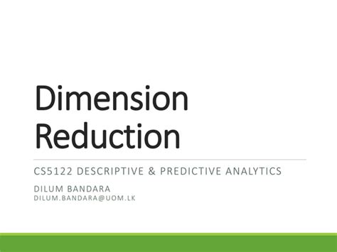Introduction To Dimension Reduction With Pca Pptx Technology And Computing