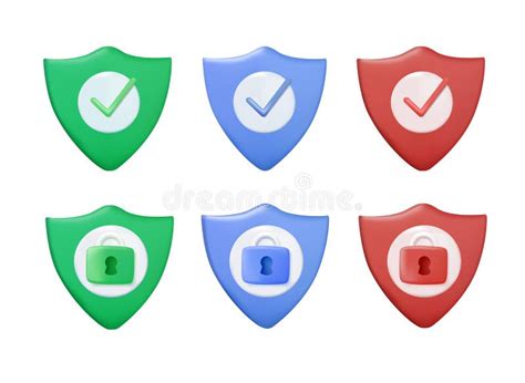 Security Shield Sign 3d Vector Illustration Lock Security Icon Set Of