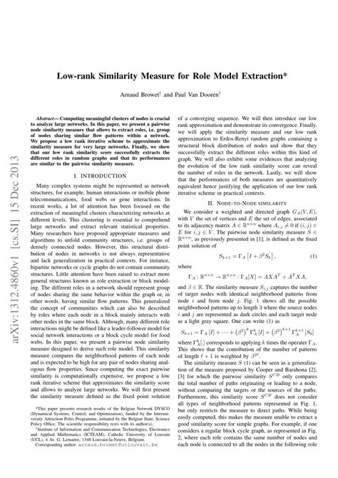 Pdf Low Rank Similarity Measure For Role Model Extraction