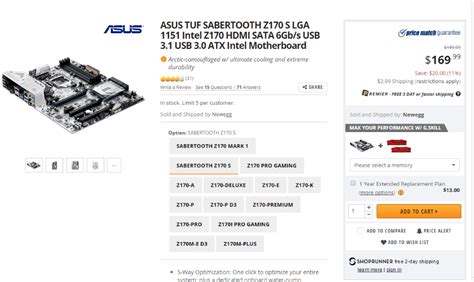 뽐뿌 Newegg Asus Z170 Sabertooth 160299