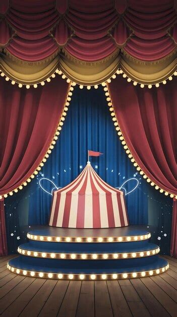 Stage Backdrop For A Circus Show Night Arena With Curtns Theater Podium
