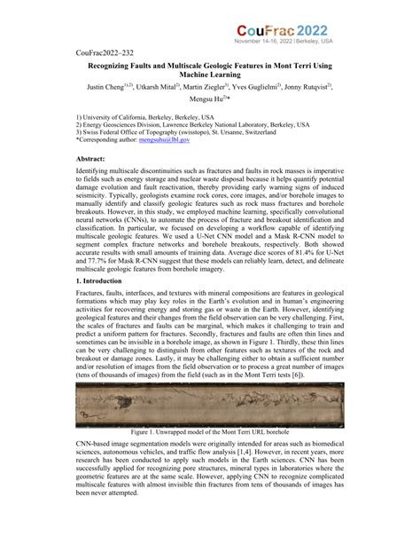 Pdf Recognizing Faults And Multiscale Geologic Features In Mont Terri Using Machine Learning
