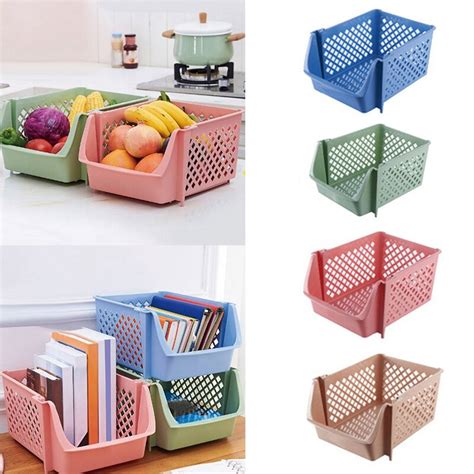Stackable Plastic Kitchen Storage Basket Fruit And V Vicedeal