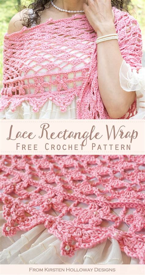 Floral Lace Rectangle Wrap For Women Free Crochet Pattern Crochet