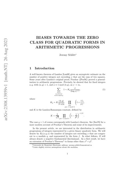 Pdf Biases Towards The Zero Residue Class For Quadratic Forms In