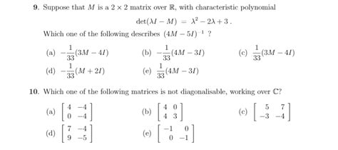Solved 9 Suppose That M Is A 2 X 2 Matrix Over R With