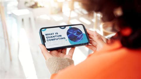 Business Person And Screen Of Phone In Office For Quantum Computing
