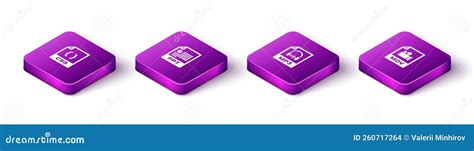 set isometric css file document ppt mp3 and mov icon vector stock