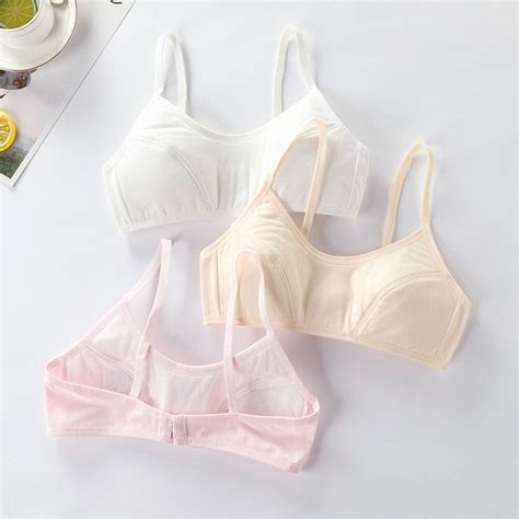 3 Pcslot 아이 브래지어 버튼 속옷 소녀 훈련 브래지어 무선 브래지어 탄성 탑스 브래지어 Fille Aliexpress