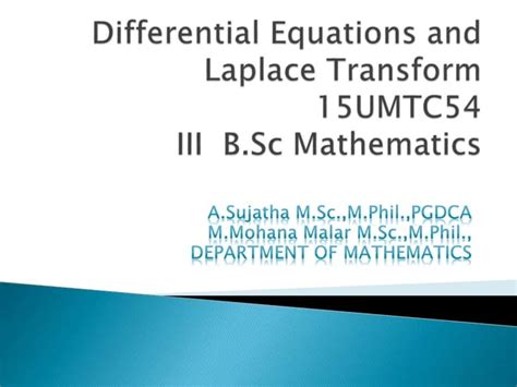 Differential Equation And Laplace Transform Pptx
