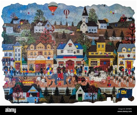 Completed Puzzle Of A Circus Parade With A Marching Band Going Down