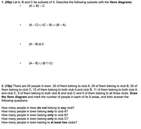 Solved Let A B And C Be Subsets Of X Describe The Chegg
