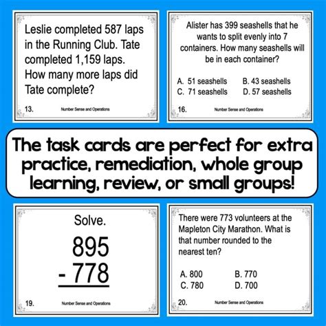 3rd Grade Math Fast Test Prep Task Cards Florida Best Number Sense