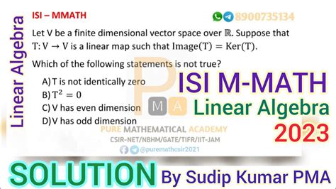 Isi Mmath 2023 Linear Algebra Solution Properties Of Linear