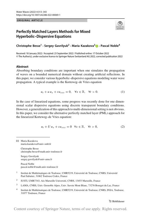 Perfectly Matched Layers Methods For Mixed Hyperbolic Dispersive Equations Request Pdf