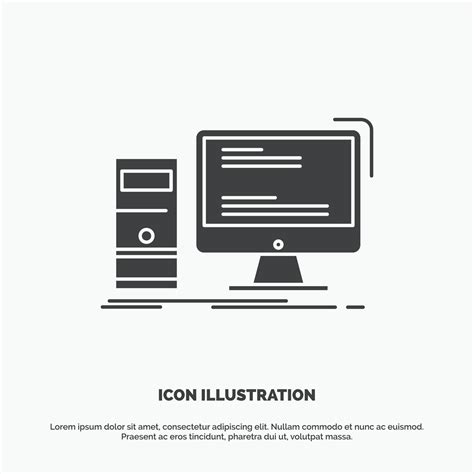 Computer Desktop Gaming Pc Personal Icon Glyph Vector Gray Symbol