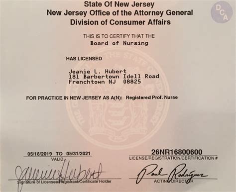 Registered Nurse Certification Nursing License Certificate From