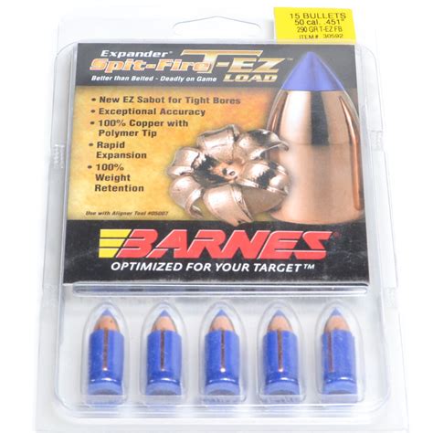Barnes 50 Cal 451 Dia 290 Grain Muzzleloader Tipped Ez Flat Base