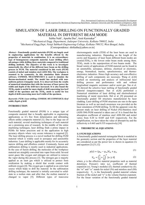 Pdf Simulation Of Laser Drilling On Functionally Graded Material In Different Beam Mode