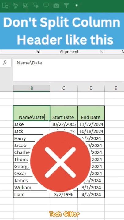 How To Split Header Column In Excel Youtube