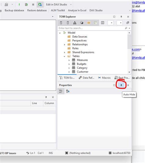 Unpinning The Properties Pane Causes Layout Settings To Reset Issue TabularEditor
