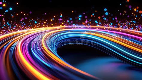 Colorful Light Trails Weaving Through A Dark Background Stock Illustration Illustration Of