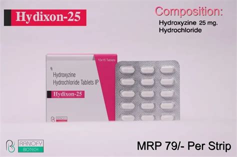 Hydroxyzine Hydrochloride 25mg Tablets In All India At ₹ 790box In Ambala