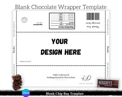 Blank Chocolate Wrapper Template Canva Editable Etsy