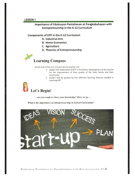 Importance Of Epp With Entreprenuership In The K 12 Curriculum
