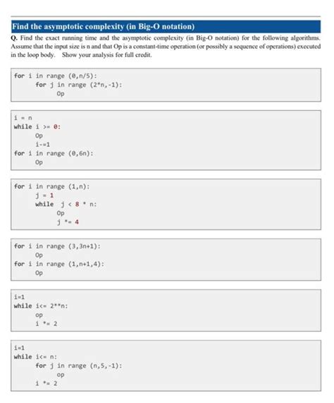 solved find the asymptotic complexity in big o notation q