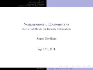 Nonparametric Density Estimation PDF