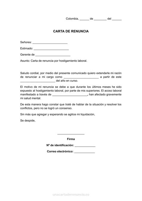 Ejemplo De Carta De Queja Por Hostigamiento Laboral Modelo Y Consejoscarta De Constancia Laboral