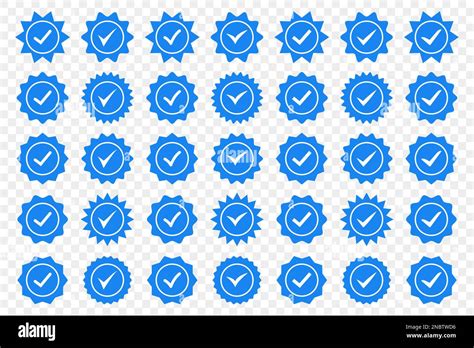 Set Of Blue Check Mark Badge Icons Profile Verification Icons Stock Vector Image And Art Alamy