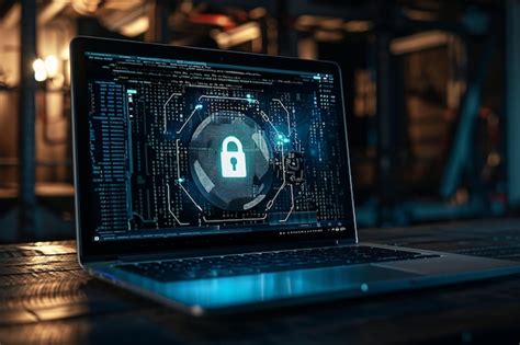 laptop screen protected by digital encryption lock premium ai