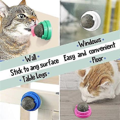 Silvervine Catnip Wall Balls Edible Kitty Catnip Wall Toys Licking Rotatable Cat Snack Ball Cat