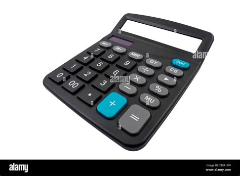Top View Of Digital Calculator With Blank Screen Close Up Isolated On White Background