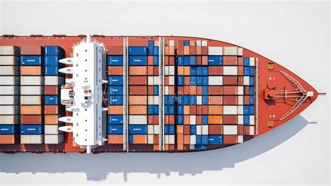 Overhead Shot Of A Fully Loaded Container Ship Showcasing Stacks Of