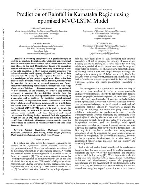 Pdf Prediction Of Rainfall In Karnataka Region Using Optimised Mvc