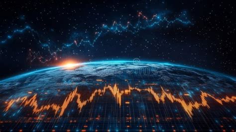 digital earth globe with glowing data lines stock illustration