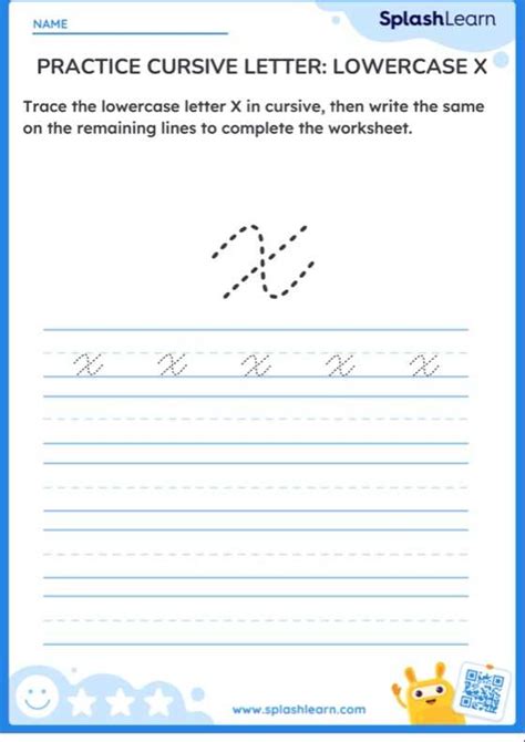 Practice Cursive Letter Lowercase X Worksheet