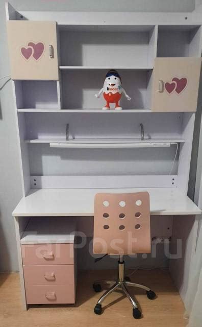 Стол ученический в комплекте + стеллажи, тумбочка, стул, лампа LED ...